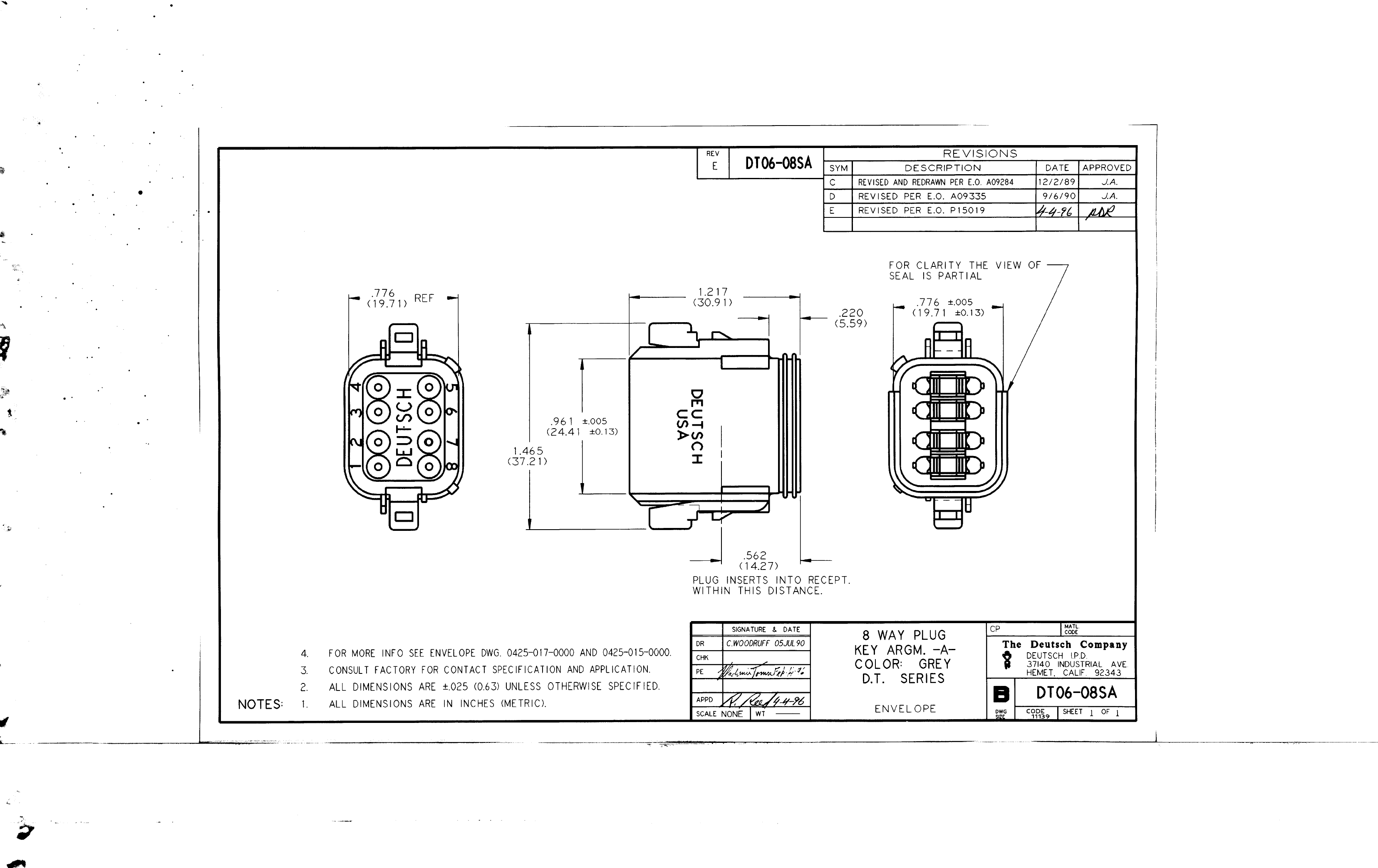 DT06-08SA Drawing Datasheet by TE Connectivity Deutsch ICT Connectors | Digi-Key Electronics